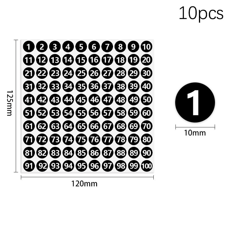 10Sheets 1-100 Clear Number Sticker Label For Nail Polish Color Gel ...