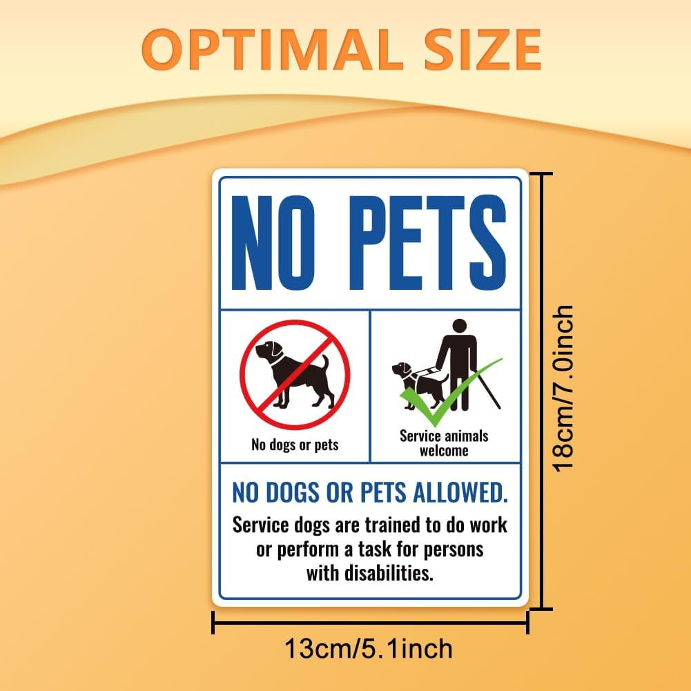 10Sheets No Pets Allowed Plastic Sticker Signs Service Animal Only No ...