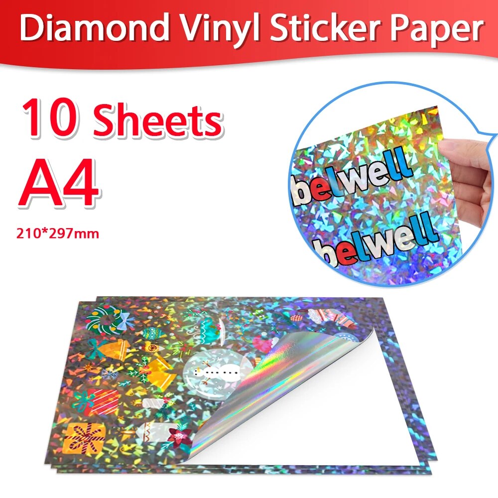 10Sheets Transparent Printable Vinyl Sticker Paper A4 Waterproof Self ...