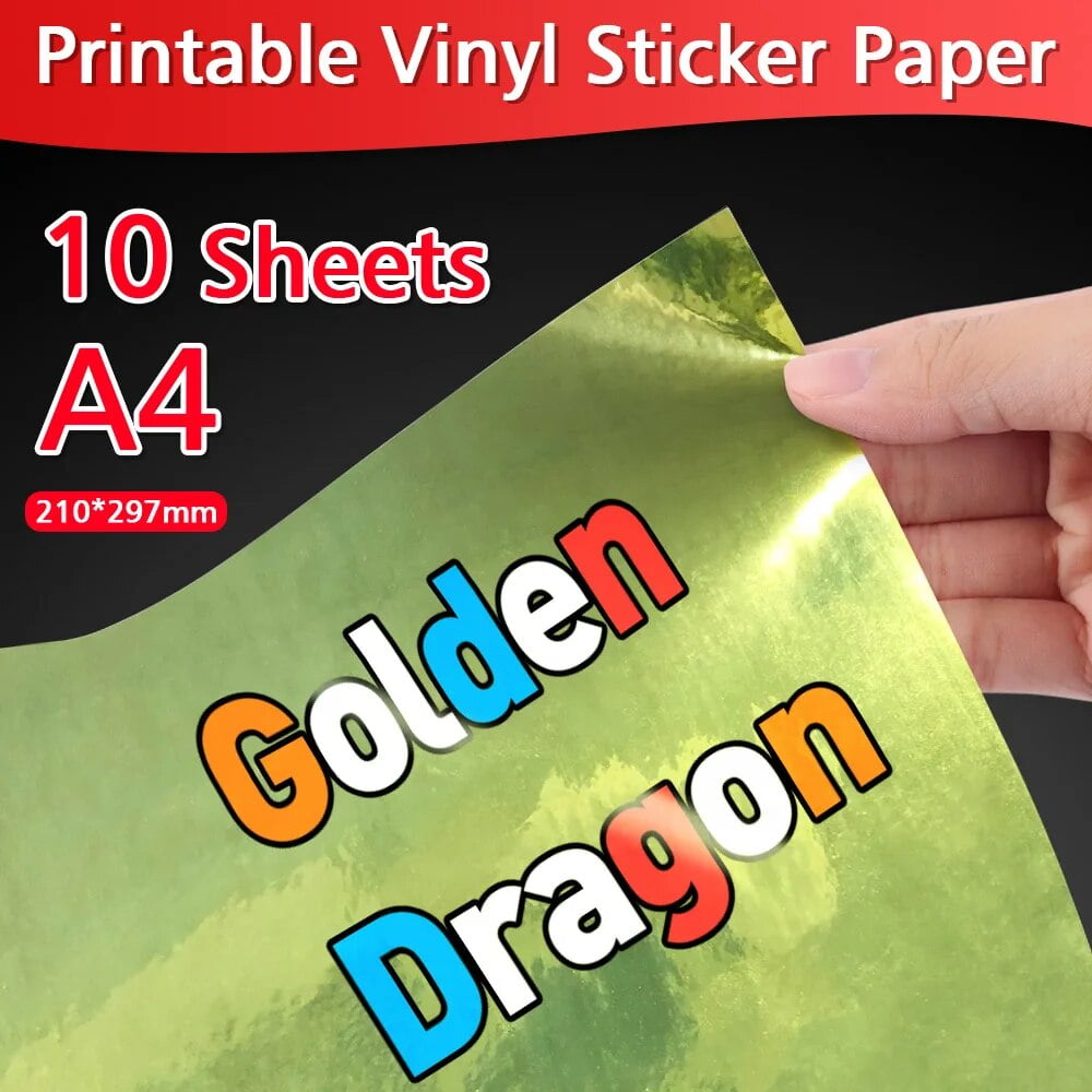 10Sheets Transparent Printable Vinyl Sticker Paper A4 Waterproof Self-Adhesive Copy Paper to DIY ...