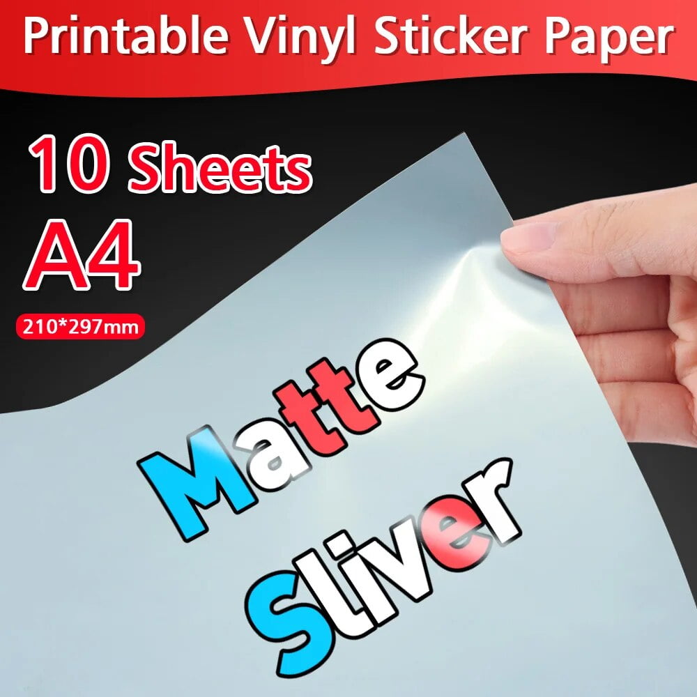 10Sheets Transparent Printable Vinyl Sticker Paper A4 Waterproof Self ...