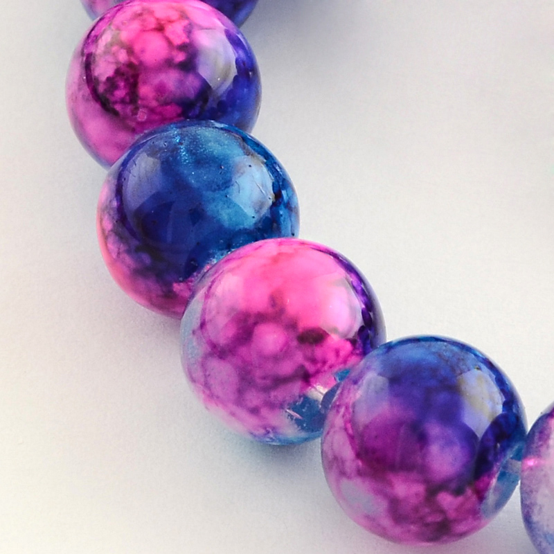 10Strand Baking Painted Glass Bead Strands Round Deep Pink 8mm Hole ...