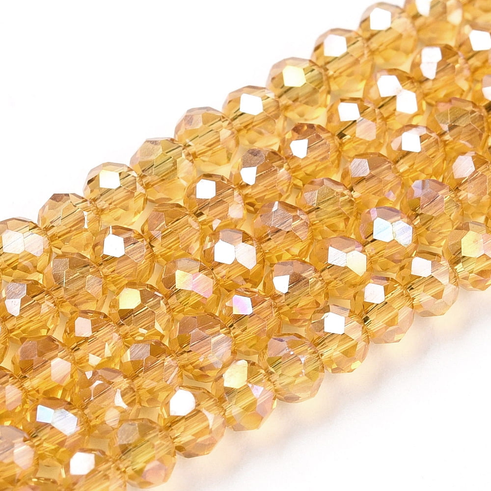10Strand Electroplate Glass Beads Strands AB Color Plated Goldenrod 3.5 ...