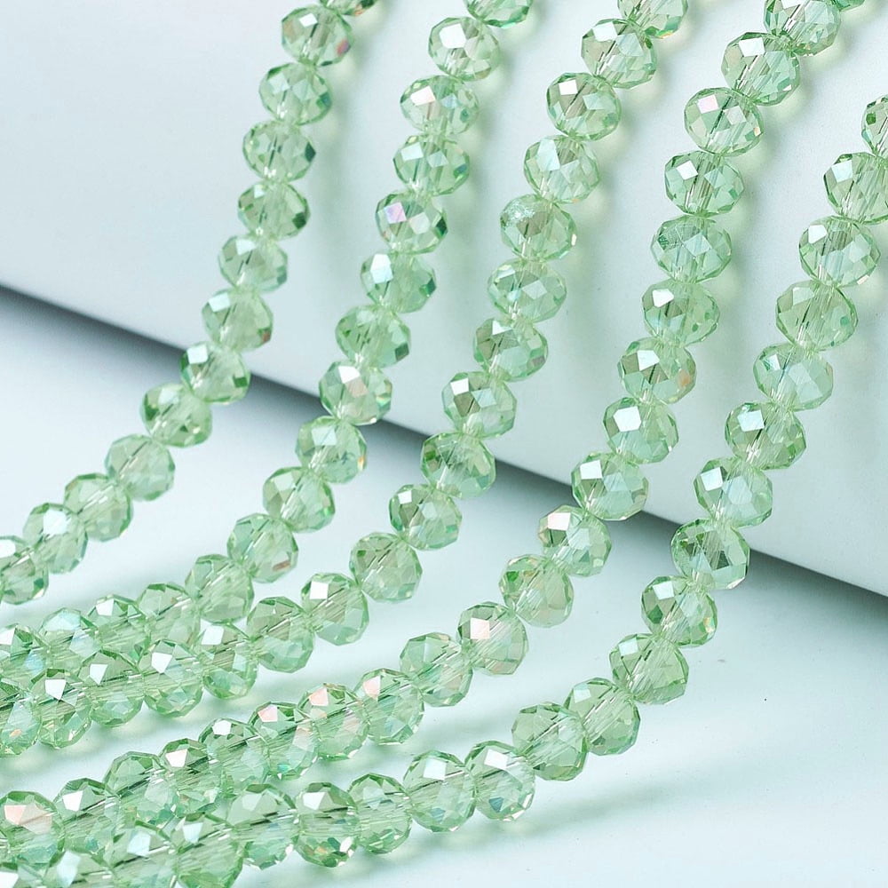 10Strand Electroplate Glass Beads Strands AB Color Plated Rondelle Pale ...