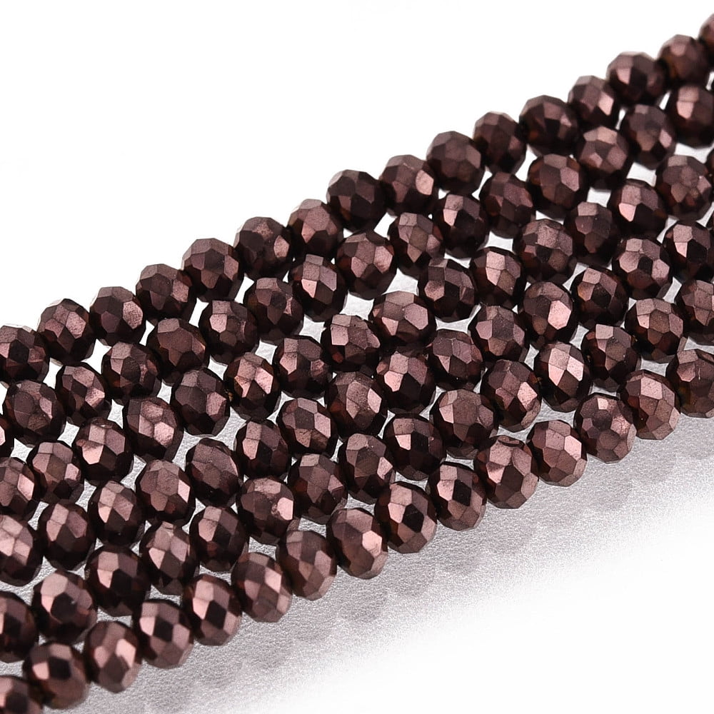 10Strand Electroplate Glass Beads Strands Full Plated Faceted Rondelle ...