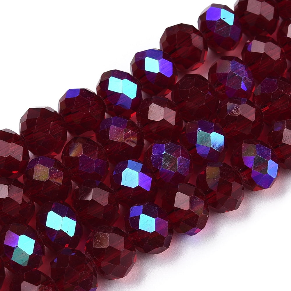 10Strand Electroplate Glass Beads Strands Half Rainbow Plated Faceted ...