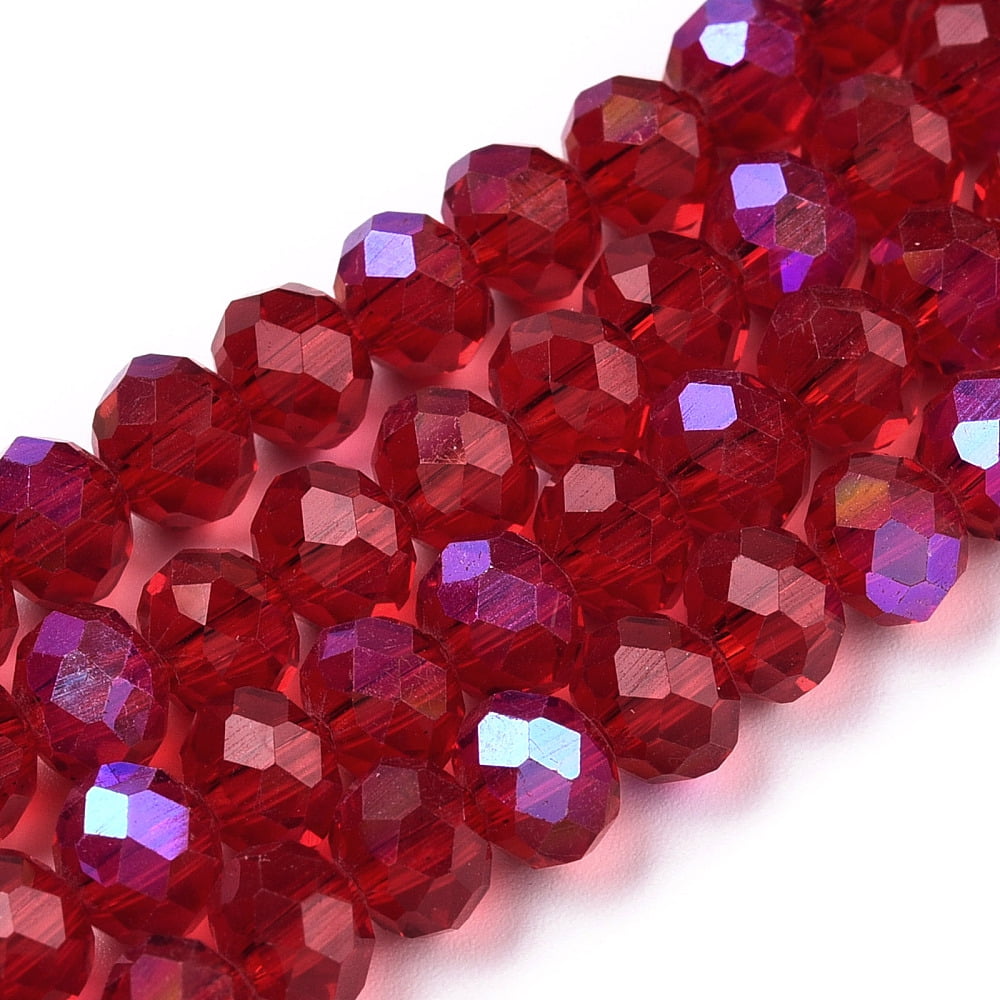 10Strand Electroplate Glass Beads Strands Half Rainbow Plated Faceted ...