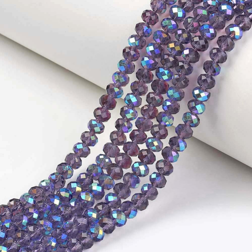 10Strand Electroplate Glass Beads Strands Half Rainbow Plated Faceted ...