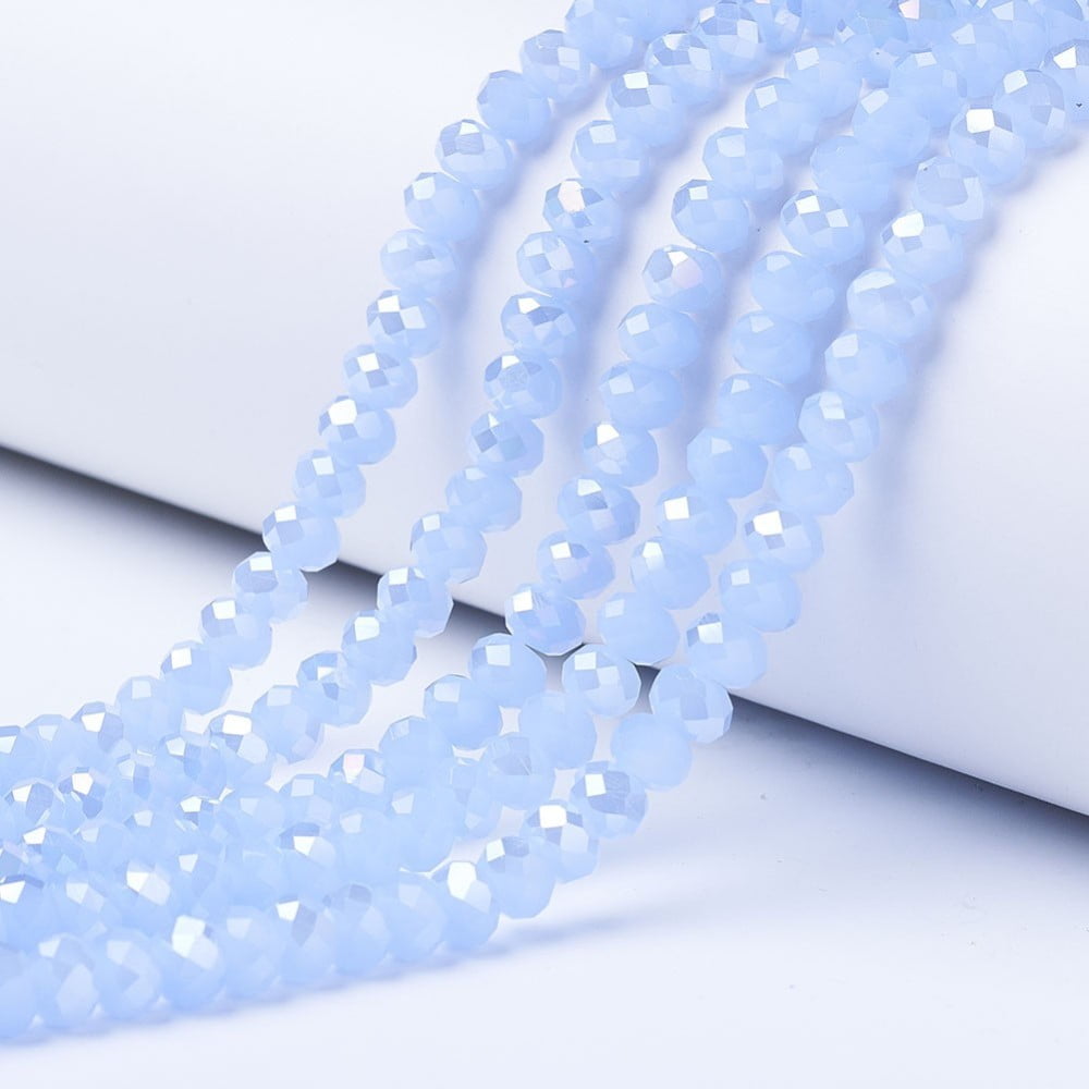 10Strand Electroplate Glass Beads Strands Imitation Jade Beads Light ...