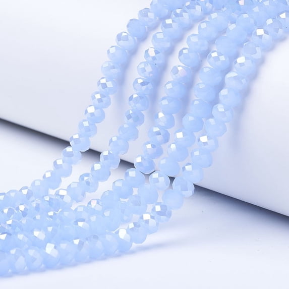 10Strand Electroplate Glass Beads Strands Imitation Jade Beads Light ...