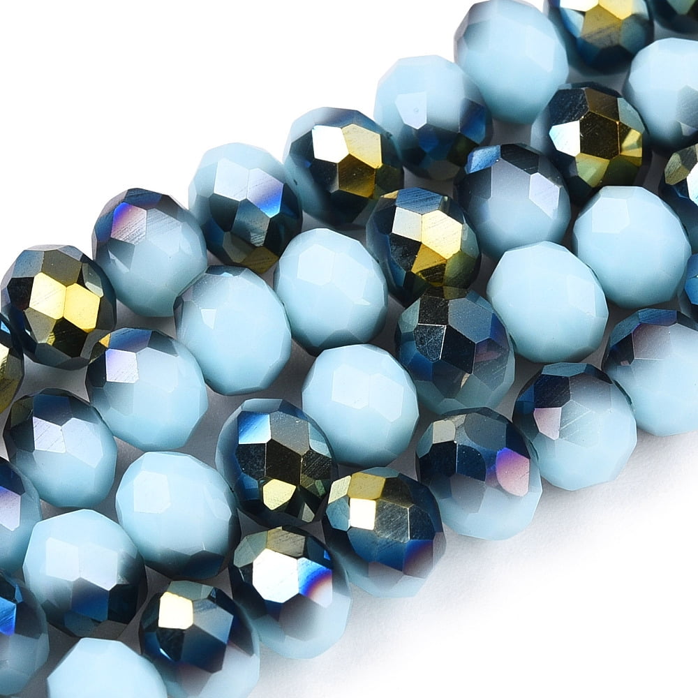 10Strand Electroplate Opaque Glass Beads Strands Half Green Plated ...