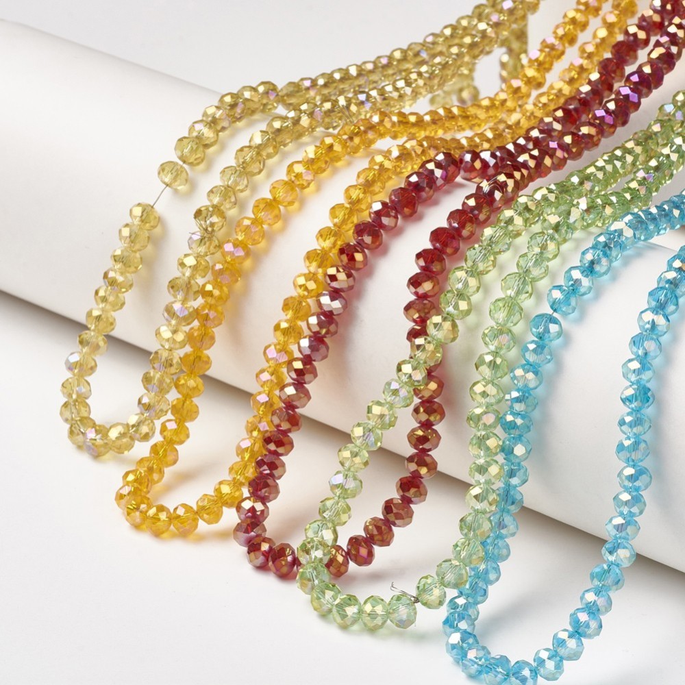 10Strand Electroplate Transparent Glass Beads Strands Full Rainbow ...