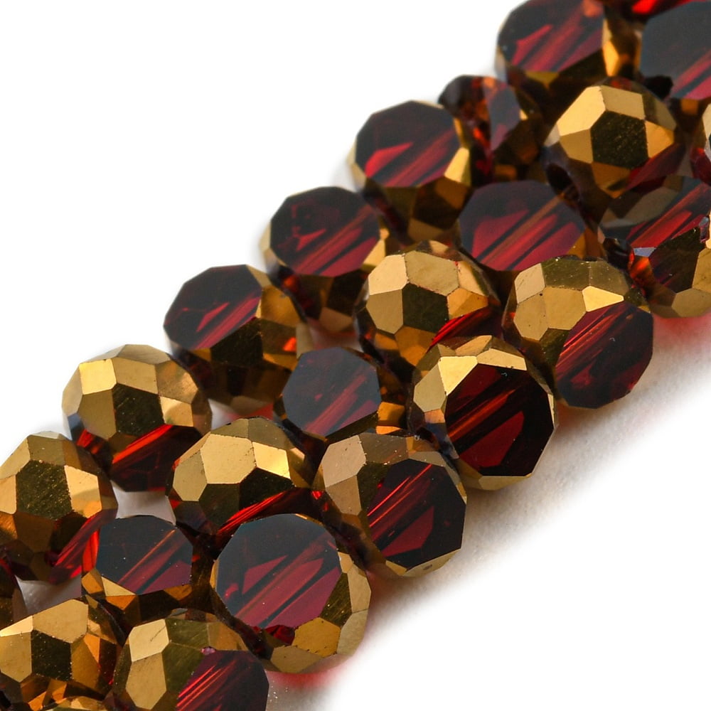 10Strand Electroplate Transparent Glass Beads Strands with Golden ...