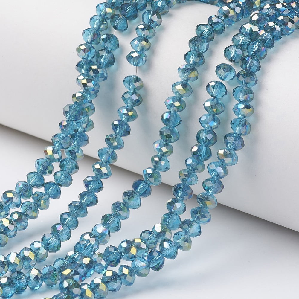 10Strand Electroplate Transparent Glass Beads Strands Half Green Plated ...