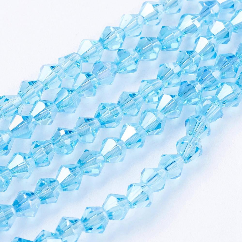 10Strand Glass Beads Strands AB Color Plated Faceted Bicone Deep Sky ...