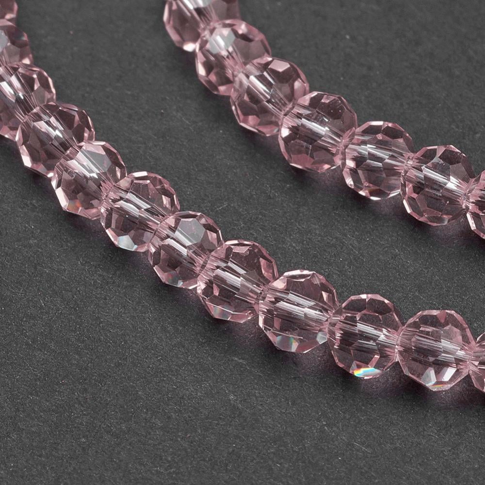 10Strand Glass Beads Strands Faceted(32 Facets) Round Misty Rose 4mm ...