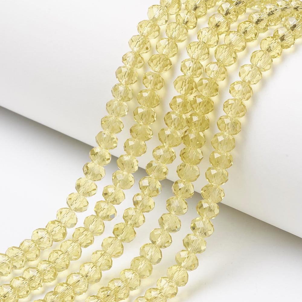 10Strand Glass Beads Strands Faceted Rondelle Light Khaki 3x2mm Hole: 0 ...