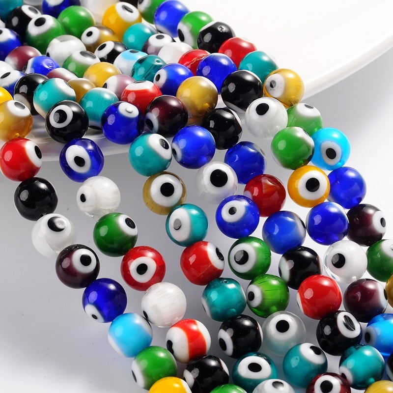 10Strand Handmade Lampwork Beads Evil Eye Round Mixed Color 10mm Hole ...