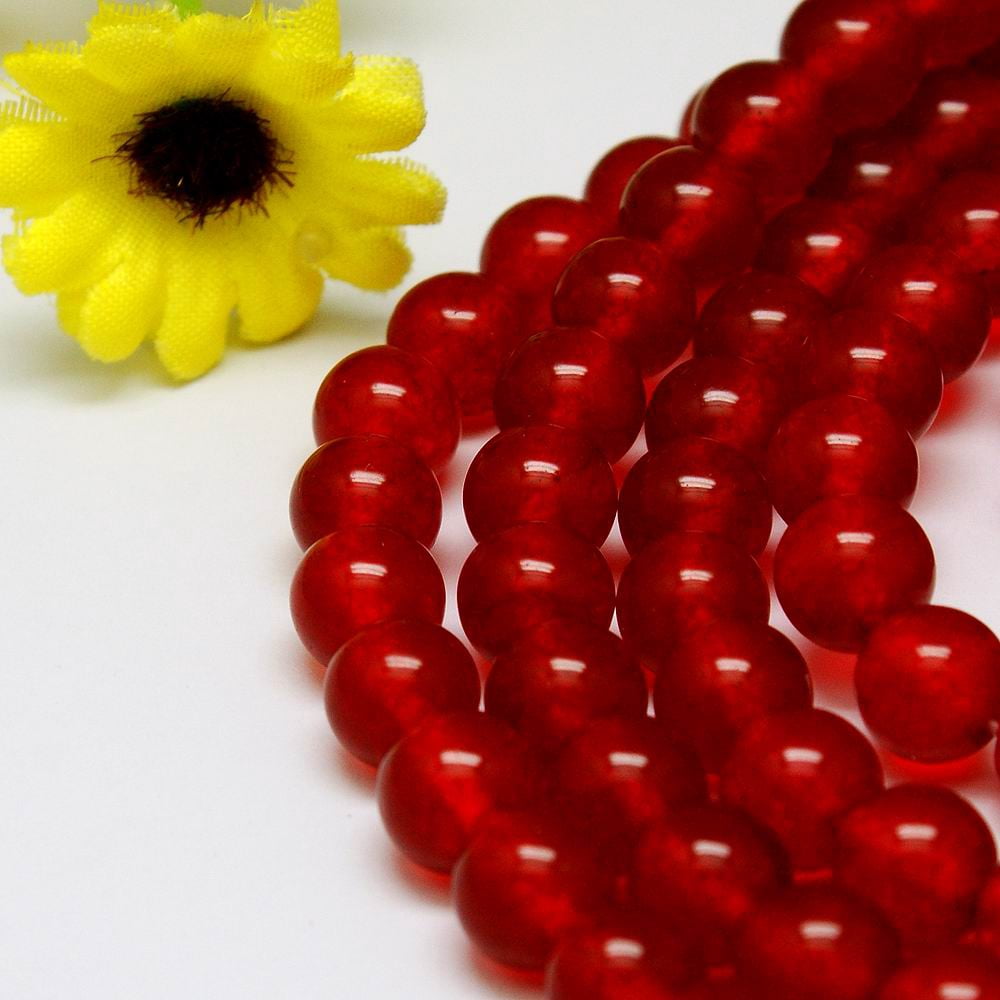 10Strand Natural Malaysia Jade Bead Strands Round Dyed Beads Red 6mm ...