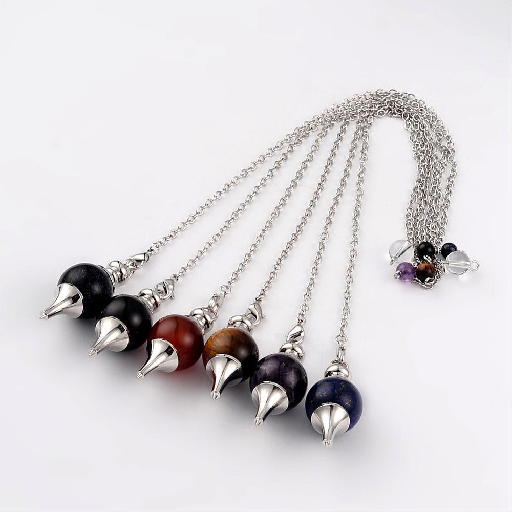 10Strand Natural & Synthetic Mixed Stone Sphere Dowsing Pendulums with ...