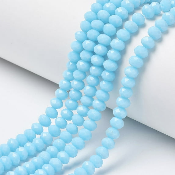 10Strand Opaque Solid Color Glass Beads Strands Faceted Rondelle Cyan ...