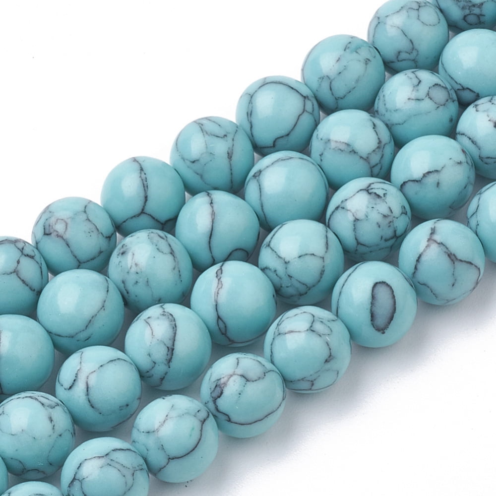10Strand Synthetic Turquoise Beads Strands Dyed Round Turquoise 8mm ...