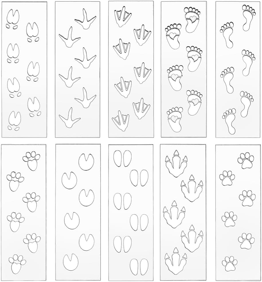 10Styles Rectangle Footprint Painting Stencils Kit 5.5x1.7inch Acrylic ...