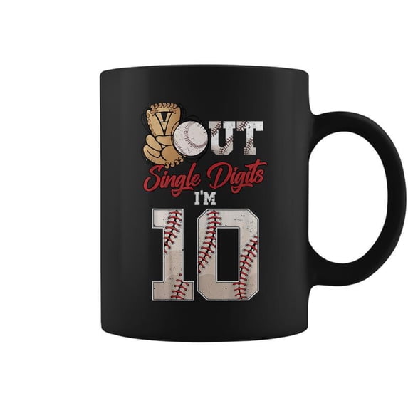 10Th Birthday Boys Baseball Peace Out Single Digits Coffee Mugs ...