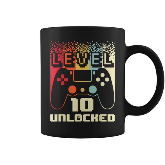 10Th Birthday For Boys Level 10 Unlocked Gamer 10 Year Old Coffee Mugs ...