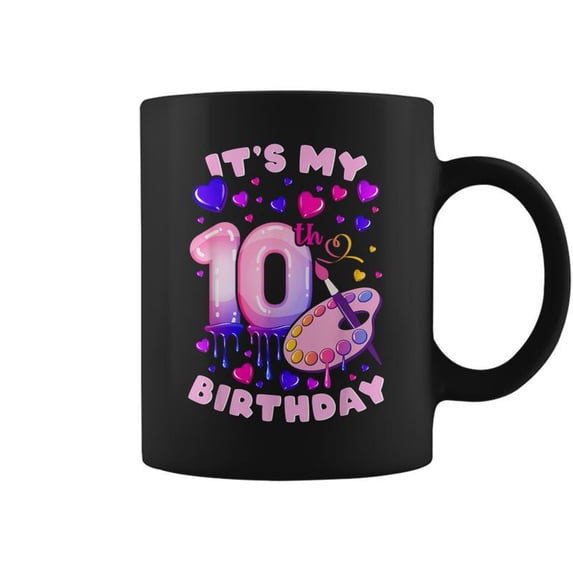 10Th Birthday Girl 10 Years Painting Art Number 10 Coffee Mugs ...