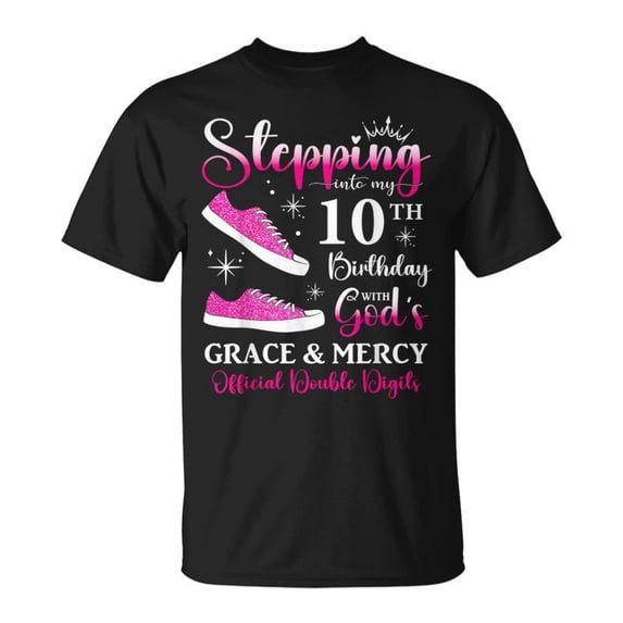 10Th Birthday Official Double Digits Ten 10 Years Old Girls TShirt ...