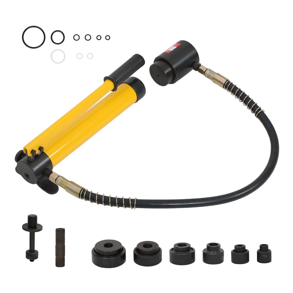 10Ton 1/2" to 2" Hydraulic Knockout Punch Driver Tool Kit + 6 Dies Hole ...