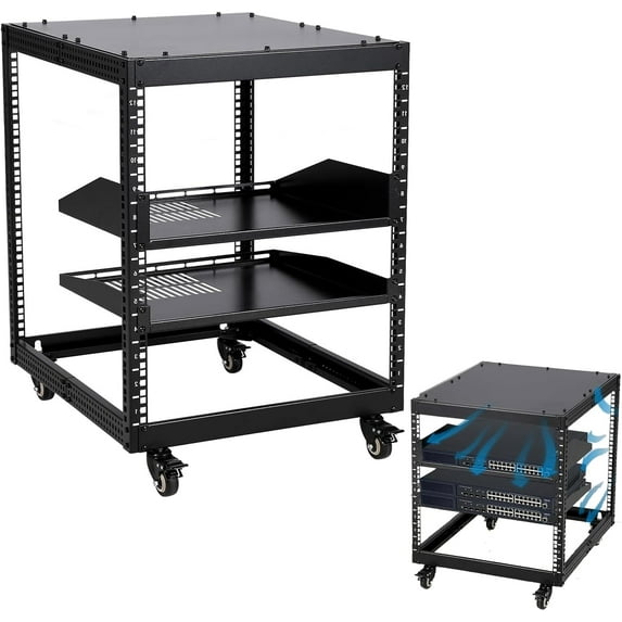 10U Open Frame Network Rack, Heavy Duty Steel Server Rack Shelf,Support ...