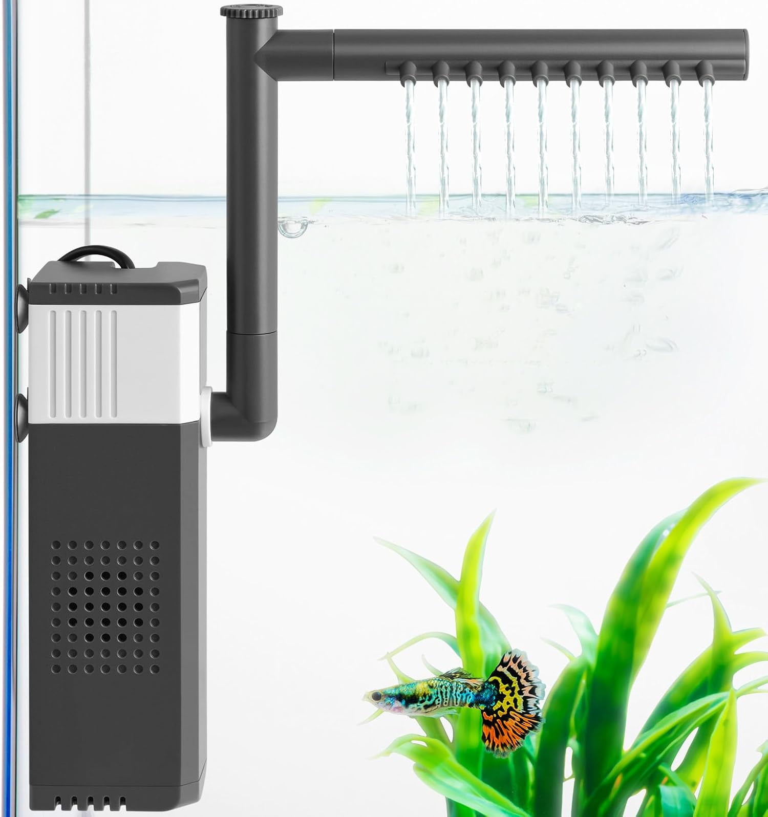 10W 130GPH Aquarium Filter for 10-35Gal Fish Tank, Adjustable Filter ...