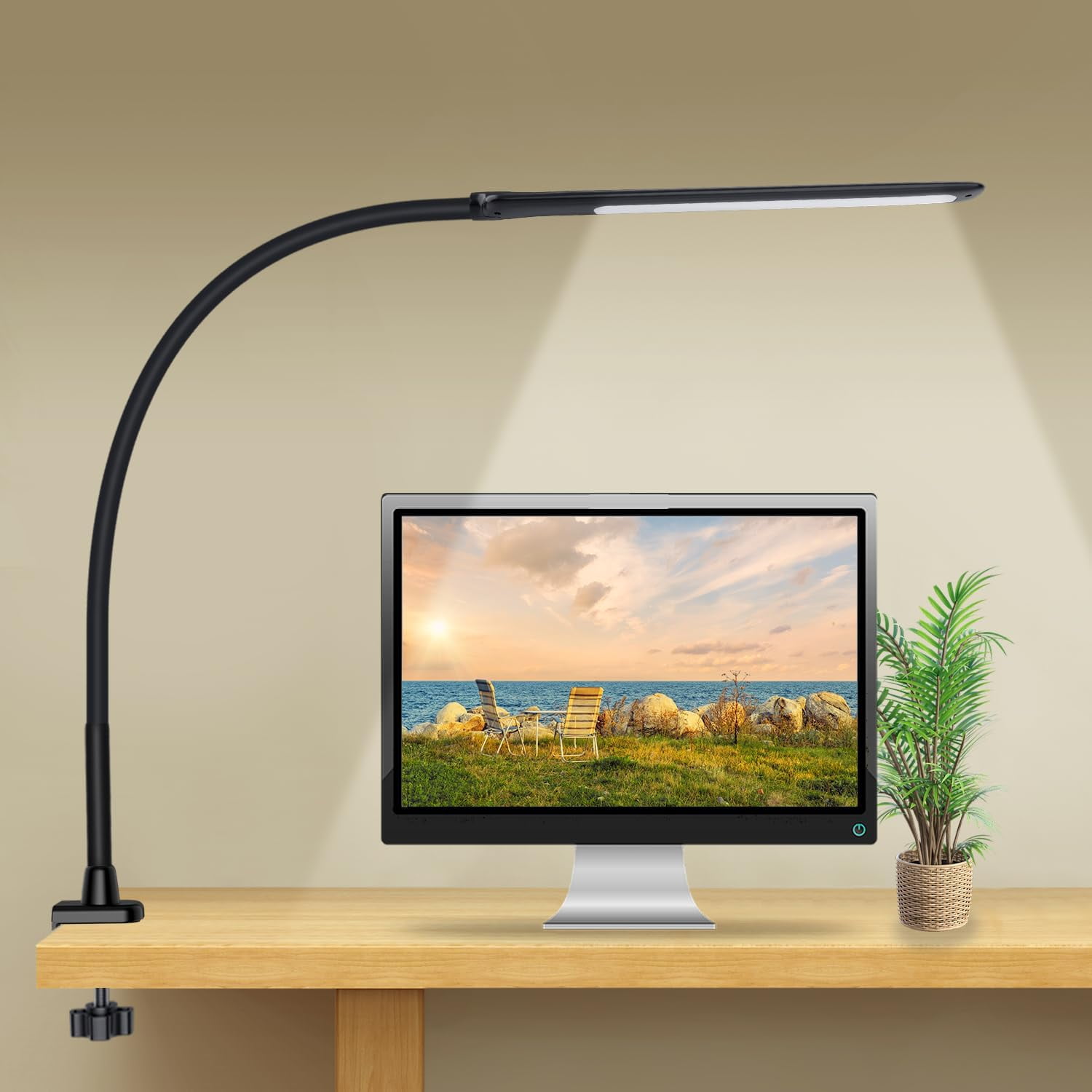 10W LED Desk Lamp with Clamp, Swing Arm Gooseneck Lamps with 5 ...