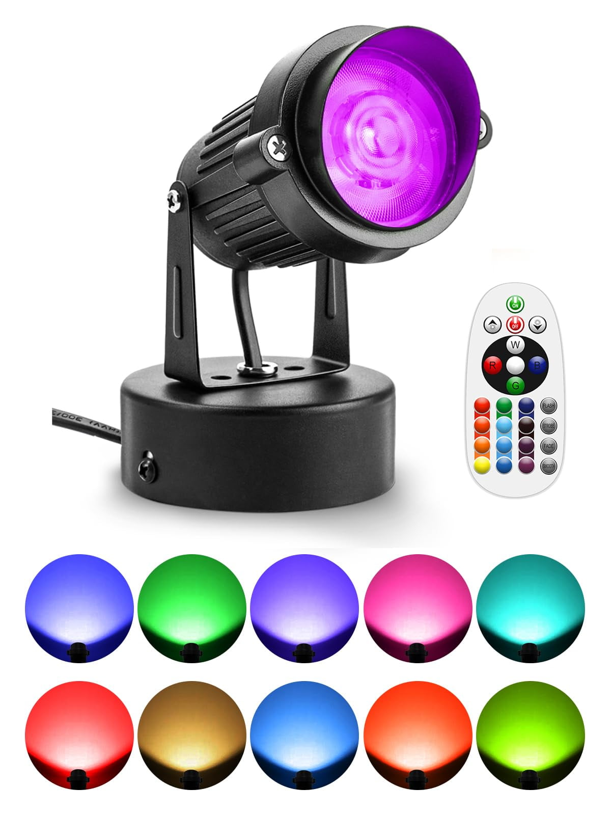 10W LED Spot Lights Indoor RGBW Color Changing Uplighting Indoor with ...