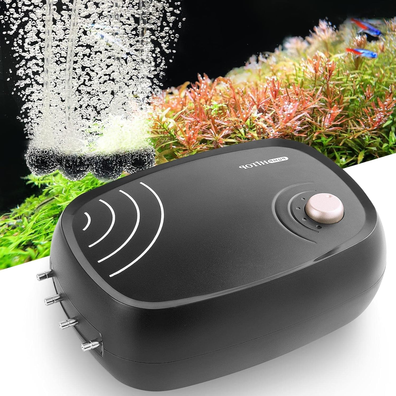 10W Powerful Aquarium Air Pump: 4-Outlets 320GPH Air Pump for Fish Tank ...