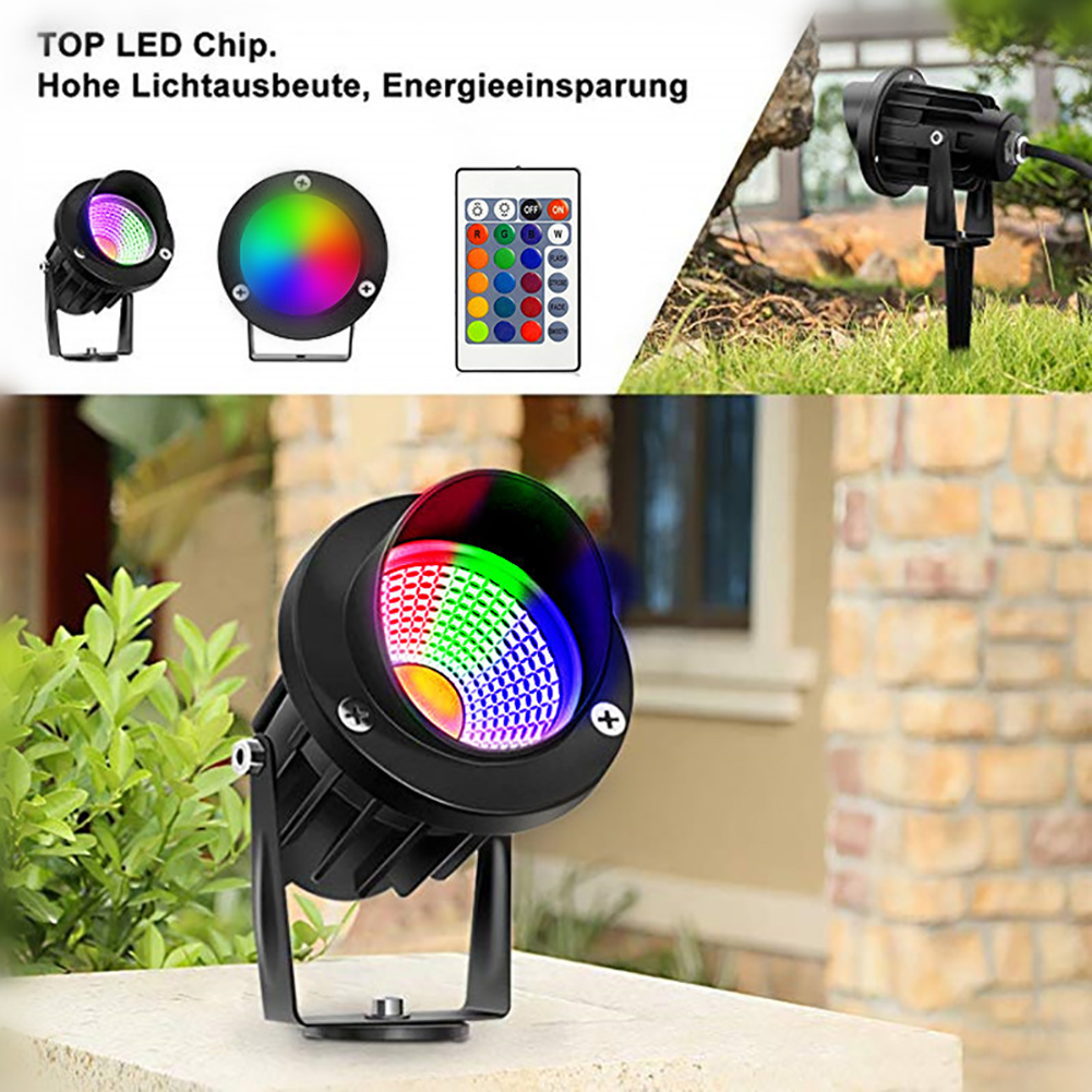 10W RGB LED Waterproof Landscape Spike Spotlight for Garden Walkways ...