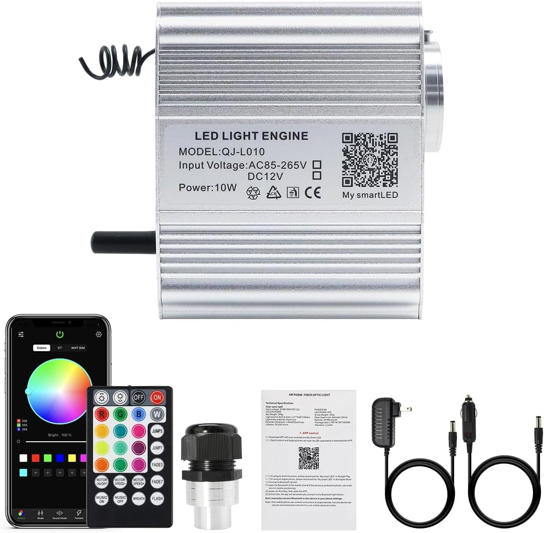 10W Twinkle Fiber Optic Light Engine Light Source, APP Control + Music ...