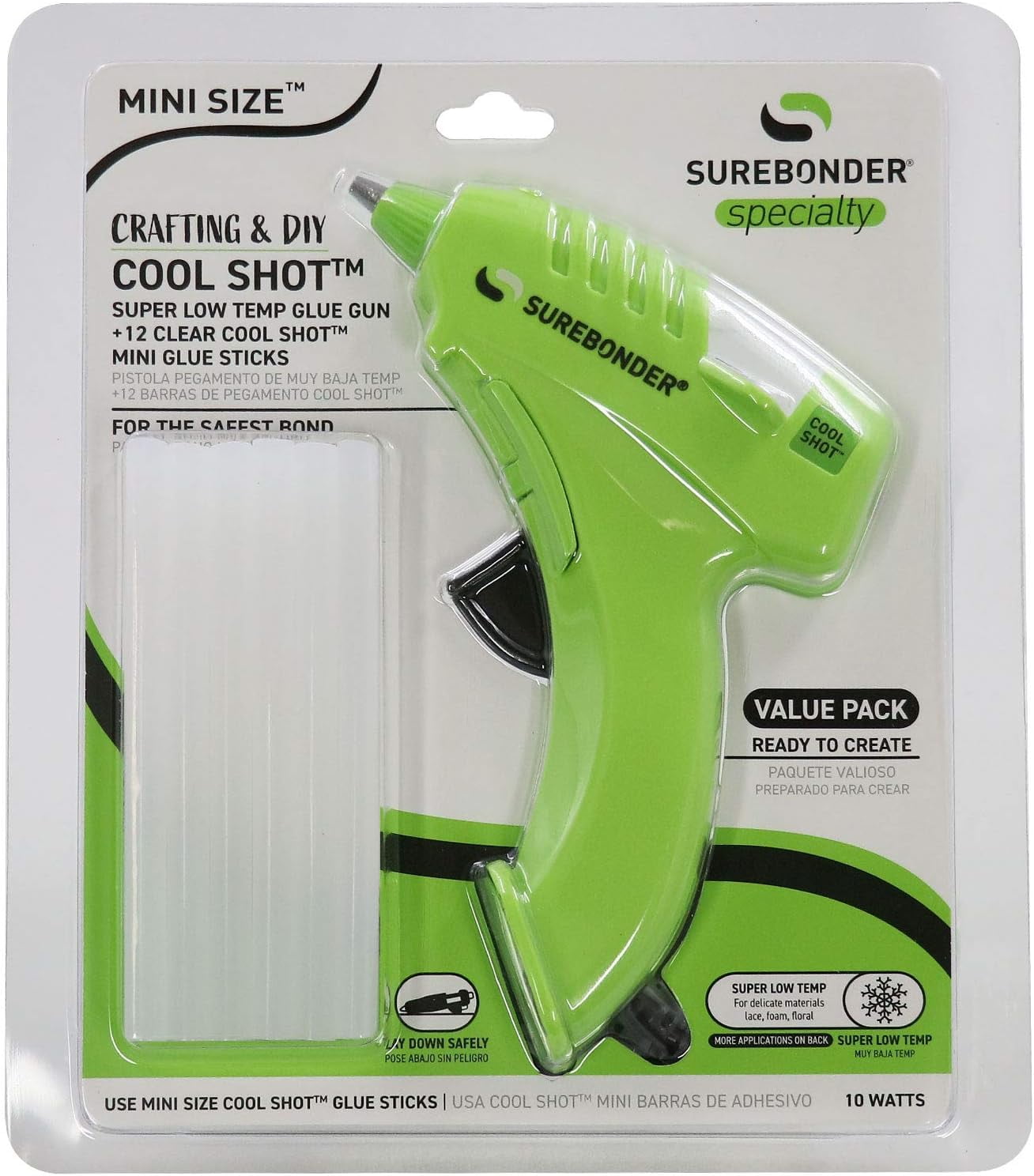 10W Ultra Low Temp Cool Shot Mini Glue Gun Kit with 12 Glue Sticks, Bonds Delicate Materials ...