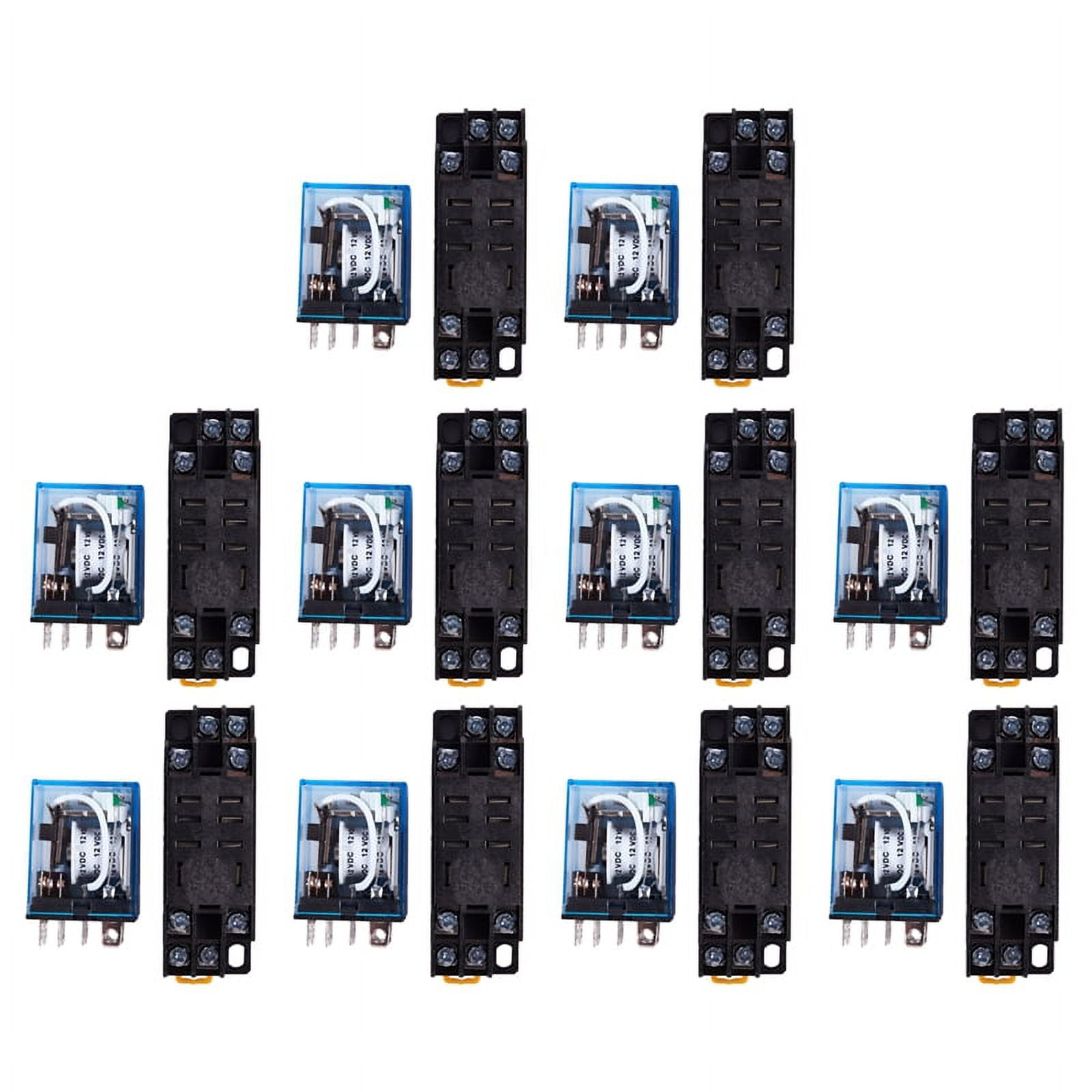 10X 12V DC Coil Power Relay DPDT LY2NJ HH62P-L JQX-13F 10A with PTF08A Socket Base,10 x Relay ...
