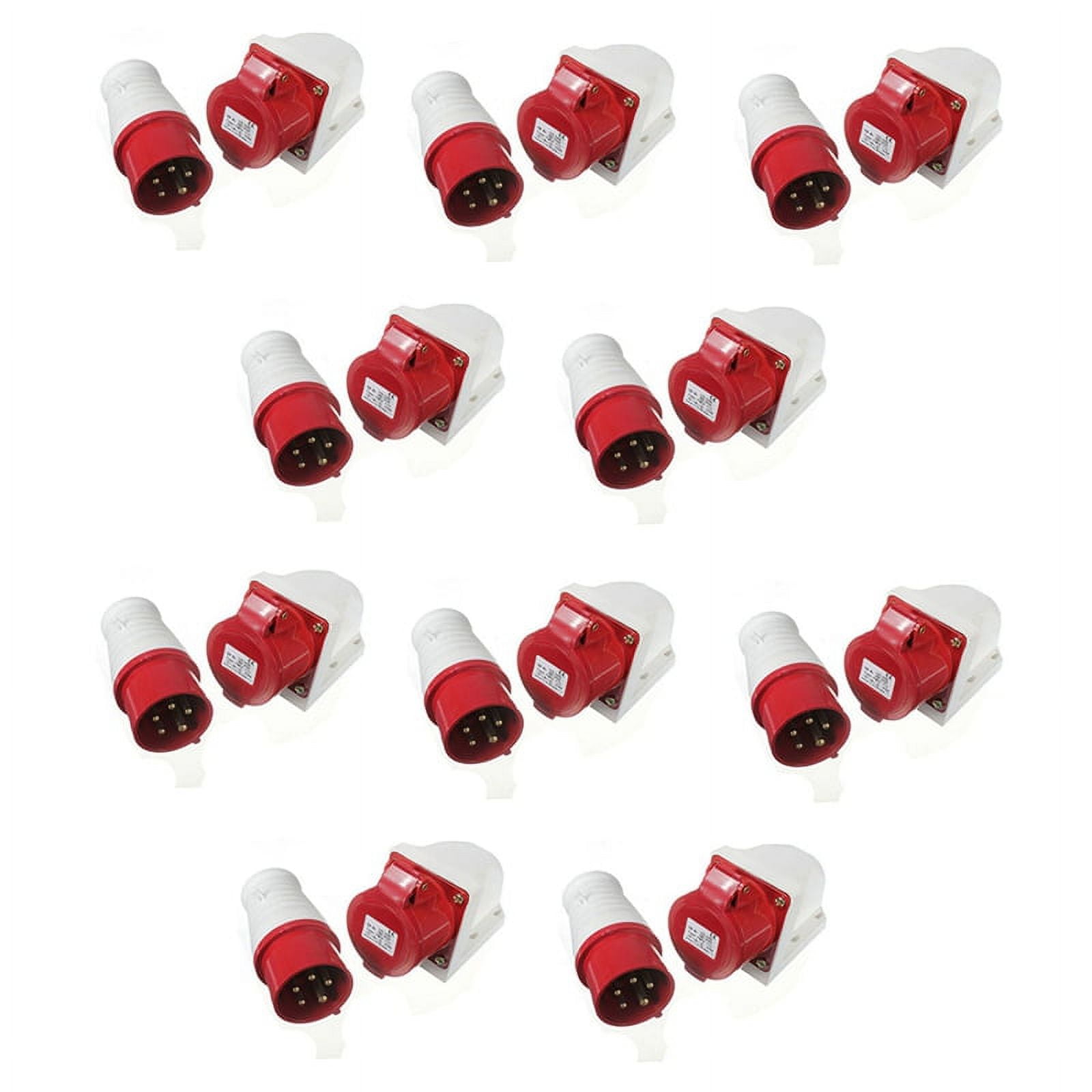 10X 16 Amp 5 Pin Plug & Socket Weatherproof IP44 3 Phase 380-415V 3P ...