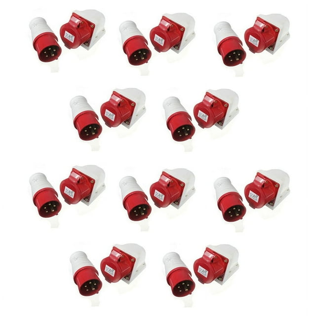 10X 16 Amp 5 Pin Plug & Socket Weatherproof IP44 3 Phase 380-415V 3P ...