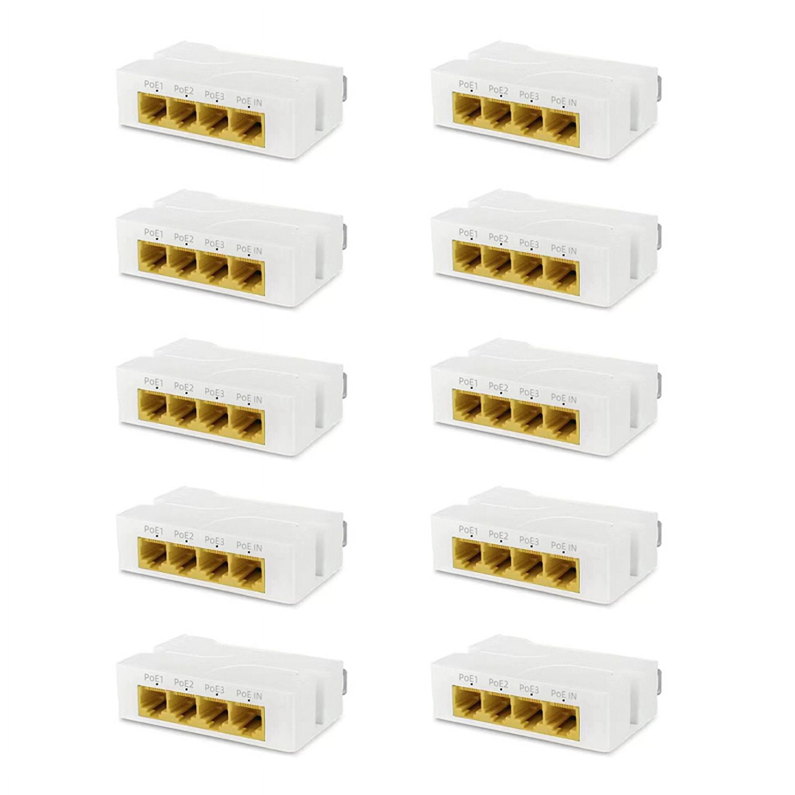 10X 4Port Gigabit POE Extender 1000M 1to 3 Network Switch Repeater ...