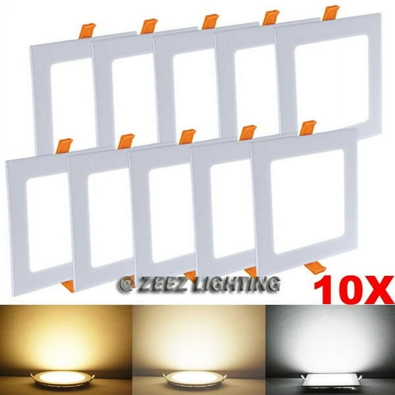 10X 6W 4-Inch Square Cool White Canless LED Recessed Ceiling Panel ...