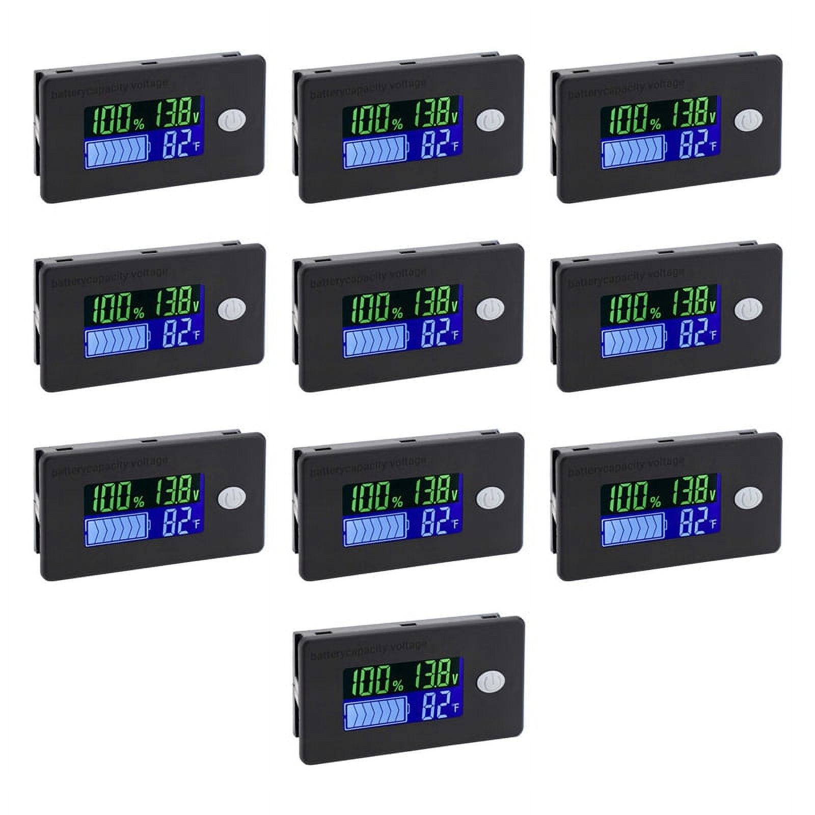 10X Battery Capacity Monitor,10-100V Battery Meter,12V 24V 48V ...