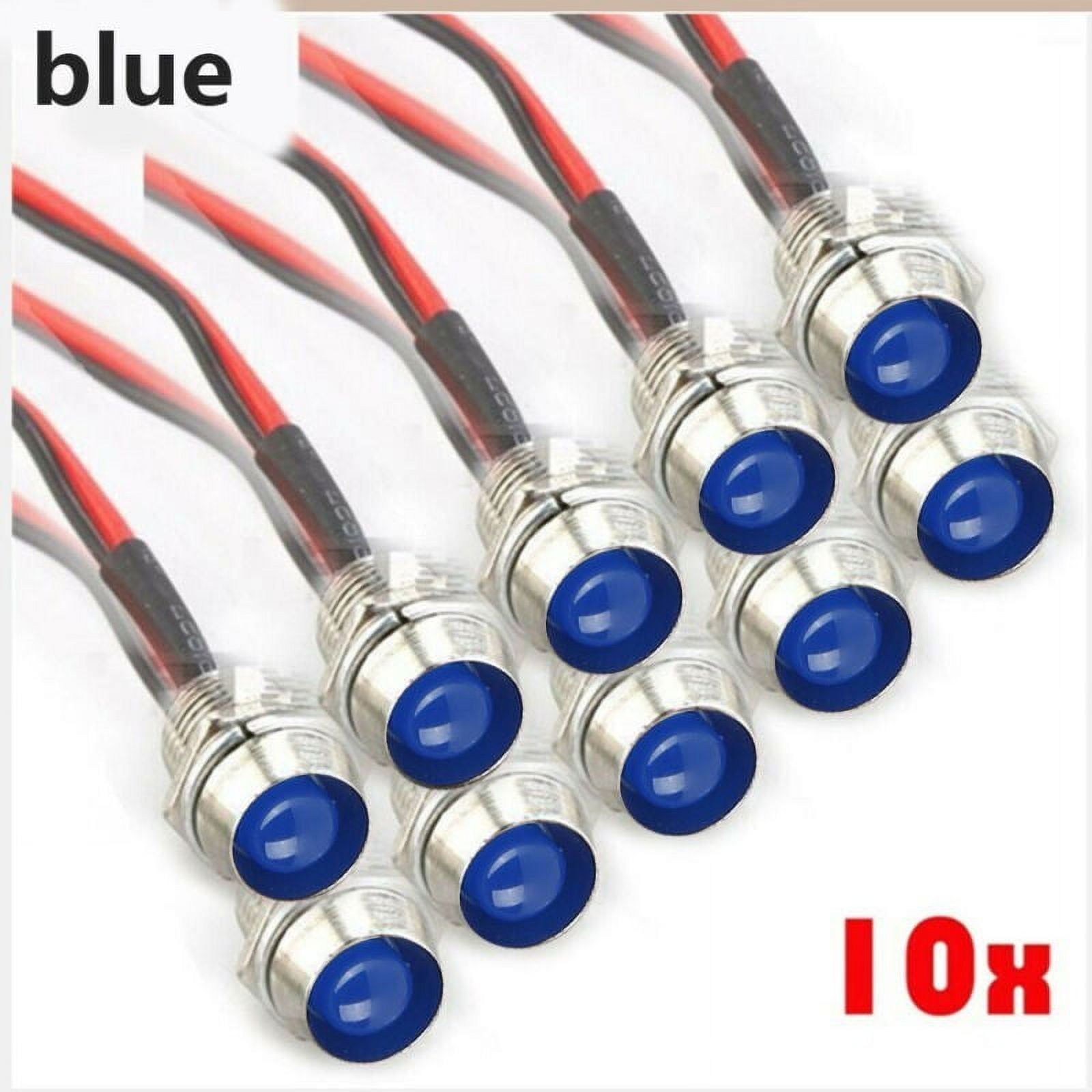 10X Blue 8mm 12V LED Indicator Lamp Warn Light For Pilot Dash Panel Car ...