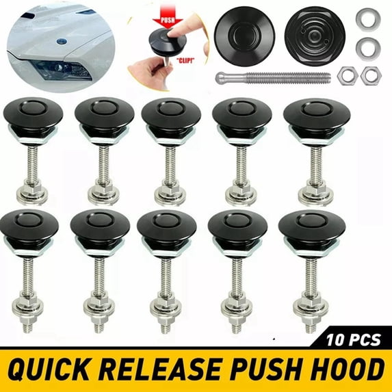 10X Car Hood Bonnet Pin Lock Bumper Clip Kits Push Button Quick Release ...
