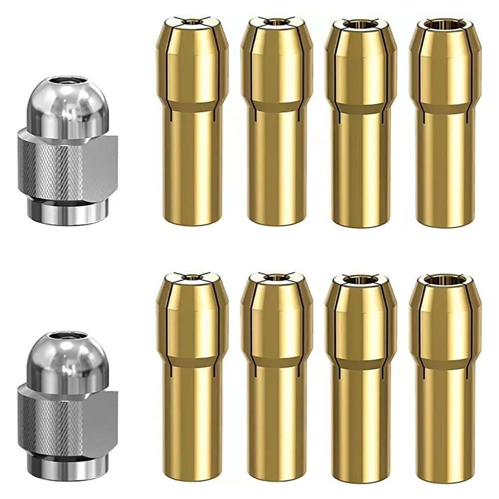 10x Collet Set Replacement 4485 Brass Rotary Drill Nut Tool Set 8 ...