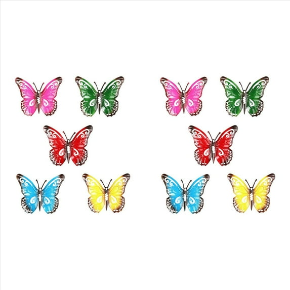 10X Colorful 3D Metal Butterfly Yard Decor Hollow Out Butterfly Garden ...
